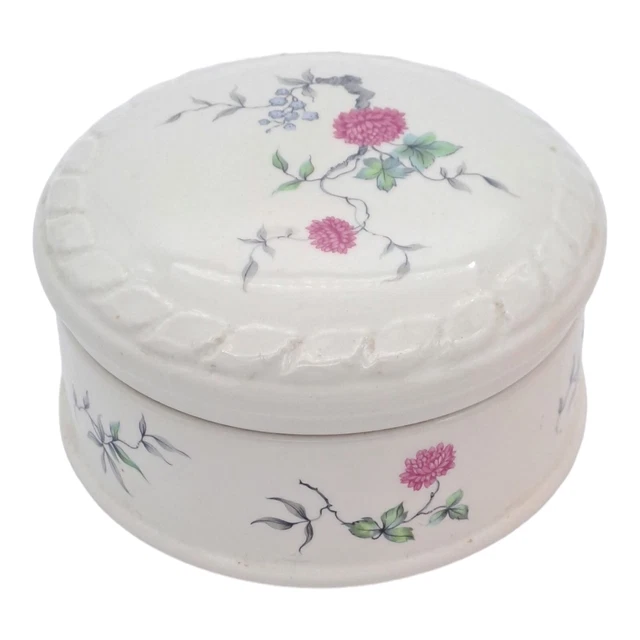 VINTAGE ST MICHAEL Clover Dusting Powder Dish and Lid Floral Trinket ...