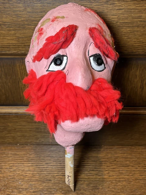 ANTIQUE MARIONETTE PUPPET Head FOLK ART Paper Mache Face Doll Handmade ...