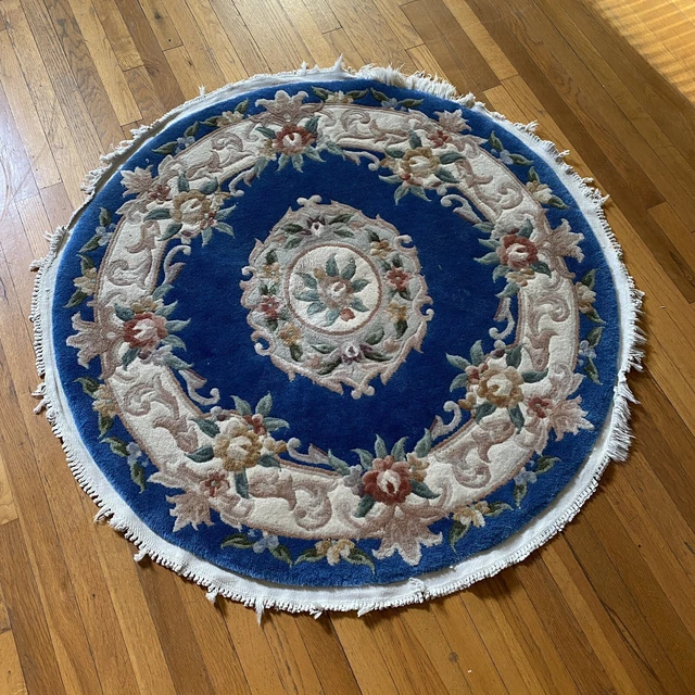 VINTAGE ANTIQUE CHINESE Art Deco Wool Tufted Round Rug $115.00 - PicClick