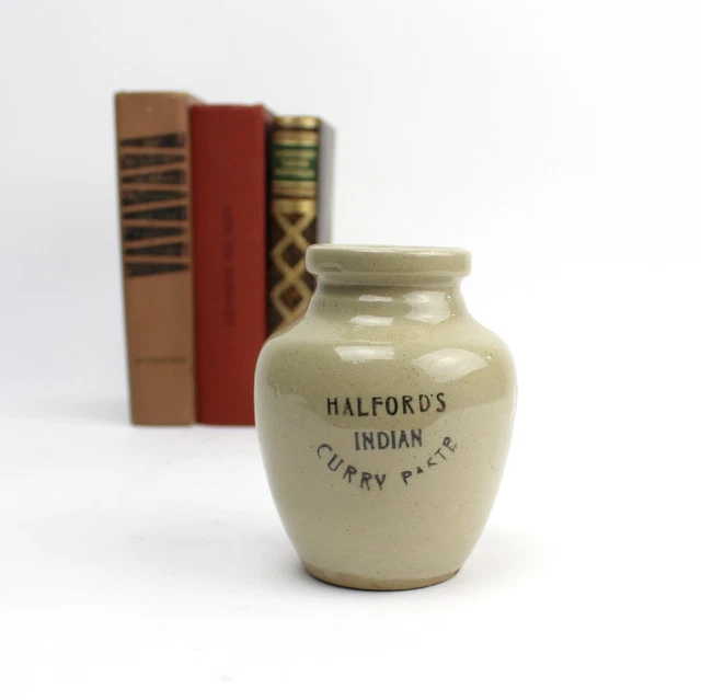 VINTAGE HALFORD'S INDIAN Curry Paste Stoneware Jar. Highly Decorative ...