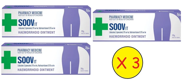 SOOV IT OINTMENT 30G FOR HAEMORRHOIDS X 3 Tubes Best Value Genuine QLD ...