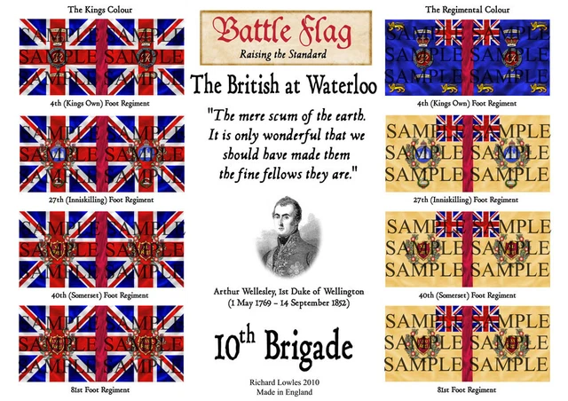 BATTLE FLAG 28MM Wargame Flag Plate No.4 British Infantry at Waterloo ...