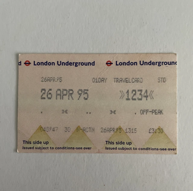 VINTAGE LONDON UNDERGROUND Tube Train Rail 1 Day Travelcard Ticket 26 ...