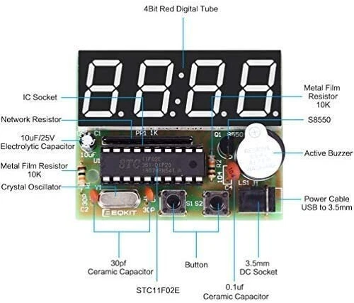 4-DIGIT DIGITAL CLOCK DIY Kits for Soldering Practice Learning ...