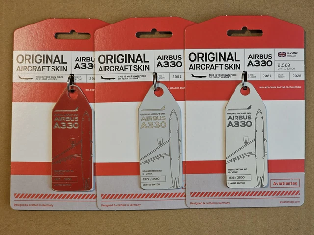 AVIATIONTAG SET OF 3 Virgin Atlantic A330 G-VMNK (ex D-ALPA) (#817,1377 ...