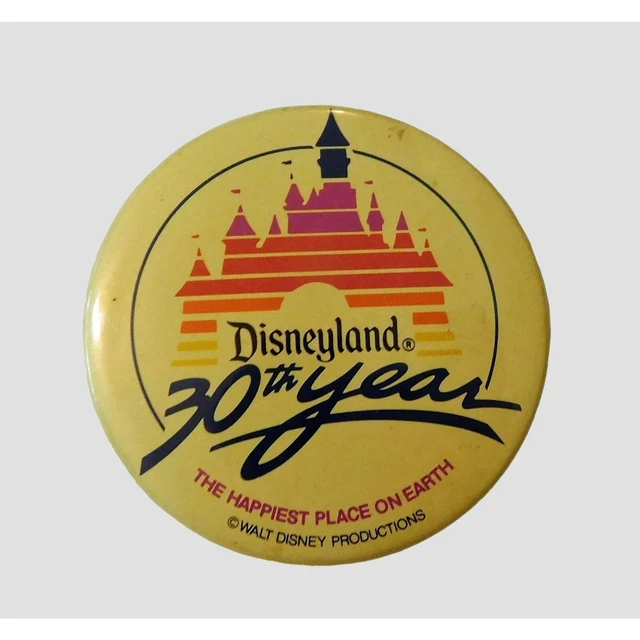 DISNEYLAND 30TH YEAR Pin Vintage 1985 Walt Disney Lapel Hat Round 2.25 ...