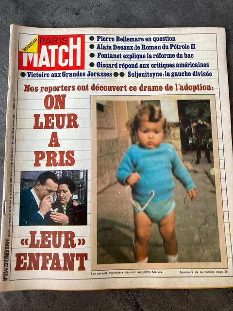 PARIS MATCH N°1294 23/2/1974 ADOPTION BELLEMARE ZARDOZ SHEILA RINGO K56 EUR 3,50 - PicClick FR