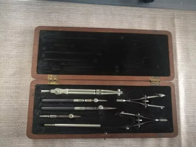 ANTICO SET COMPASSO-ANCIENT compass IN ASTUCCIO ORIGINALE IN LEGNO EUR ...