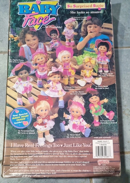 VINTAGE BABY FACE Doll So Surprised Suzie #2 Galoob new in box 1990s ...