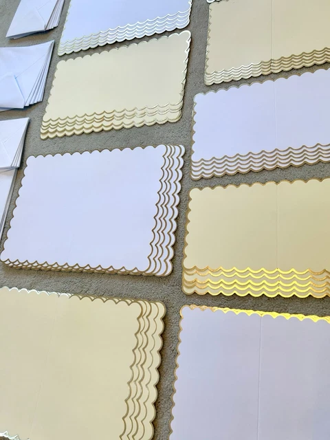 45 KANBAN SCALLOPED Edge Cards with Envelopes, Foliled Edges, Mixed ...