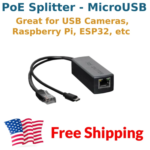 48V 5V POE Power Over Ethernet Splitter USB MicroUSB Adapter Raspberry ...