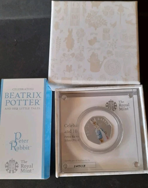 SILVER PROOF PETER RABBIT 50p Coin 2019 Beatrix Potter Royal Mint £40. ...
