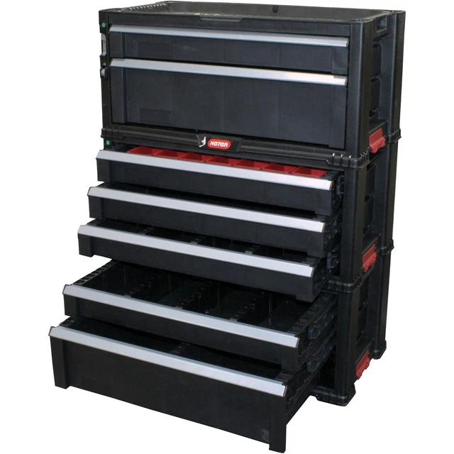 KETER 238557 WERKZEUGWAGEN Aufbewahrung Kasten Box 7 Schubladen schwarz ...