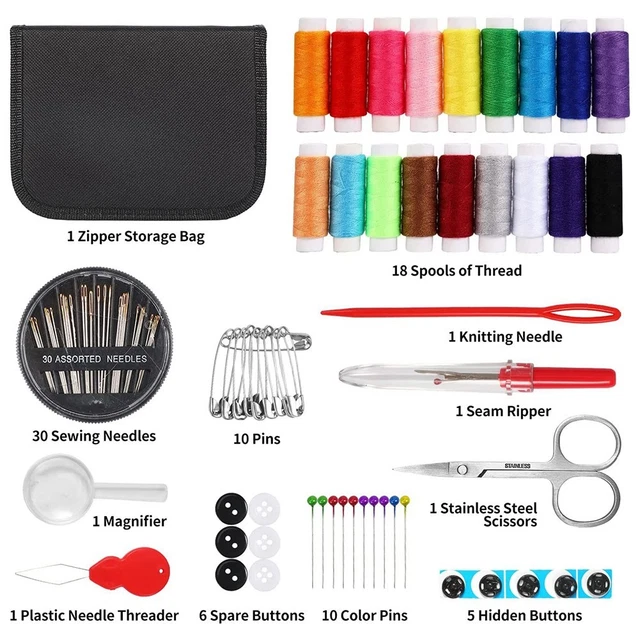 ESSENTIAL SEWING SUPPLIES in a Compact Kit 86pcs Portable Needle and ...