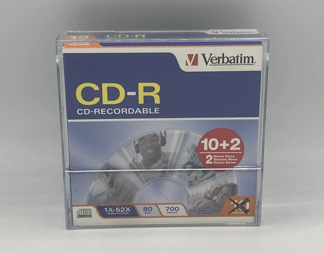 VERBATIM CD-R CD-RECORDABLE 1x-52x 80 min 700 mb Unopened NEW Qty 12 ...