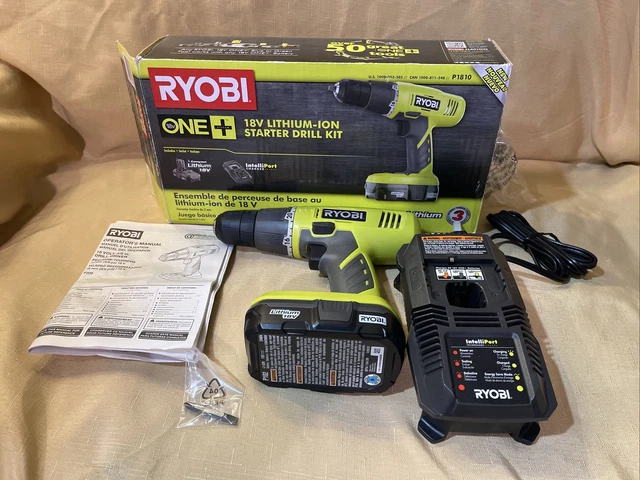 RYOBI ONE+ 18V Lithium-Ion Starter Drill Kit 3 Piece. Model # P1810 ...