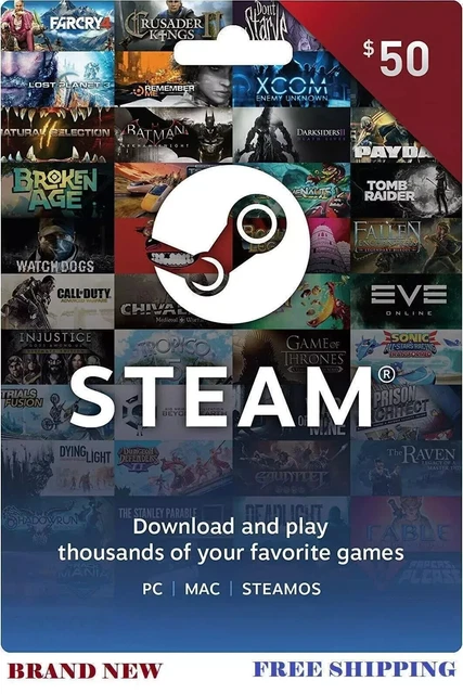 STEAM GIFT CARD W/receipt $50 Steam Wallet Free Expedited Shipping. £ ...