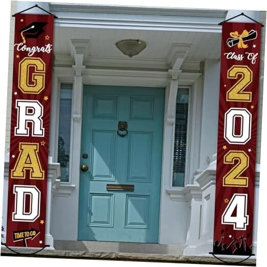 2024 GRADUATION BANNER Class of 2024 Congrats Grad Porch Sign Maroon ...