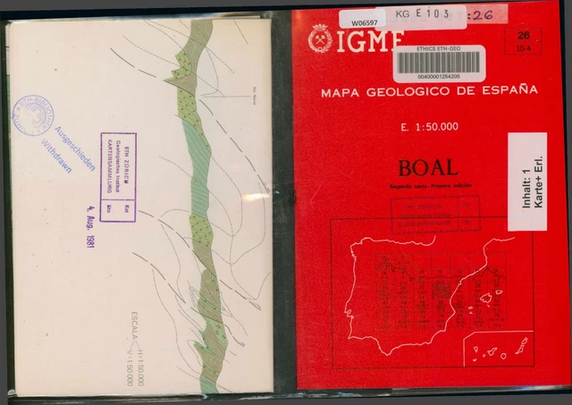 MAPA GEOLOGICO DE Espana. No. 26. Part 10-4. BOAL. 1:50.000 (1 Karte ...