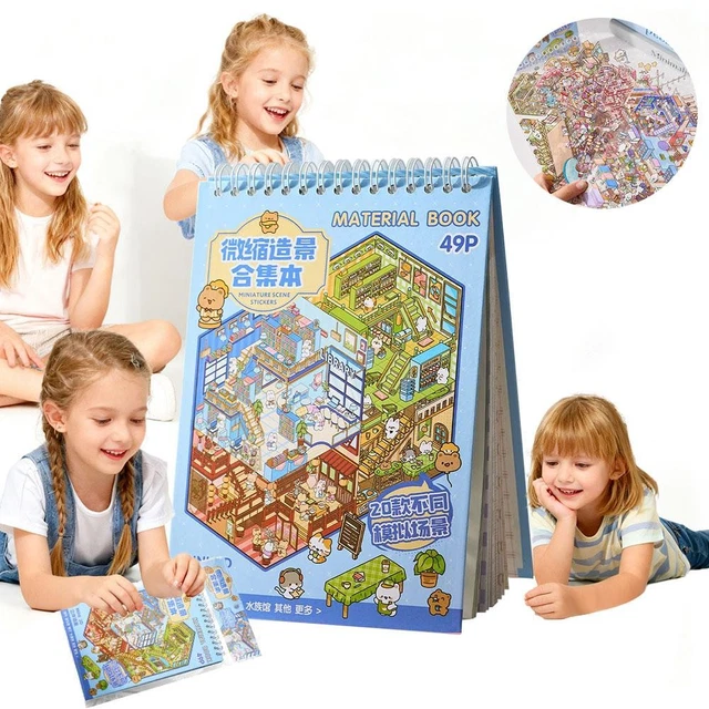 MINIATURE LANDSCAPE STICKER Book 3D Children's Handmade Scene Stickers ...