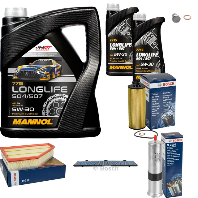 BOSCH INSPECTION SET 7L mannol 5W-30 Longlife pour BMW X1 Xdrive18d De ...