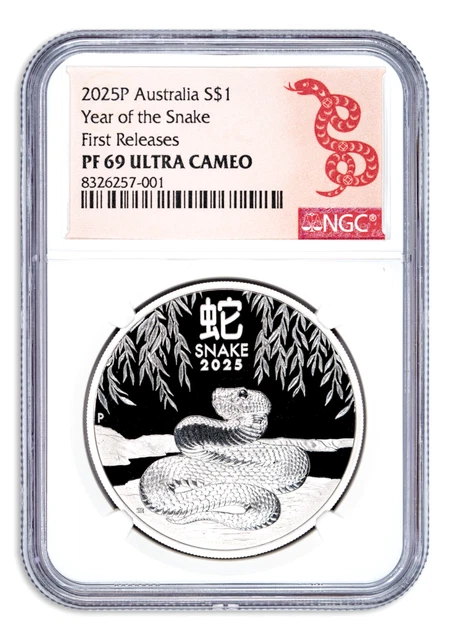 2025 AUSTRALIA LUNAR Snake 1 oz Silver PROOF Coin NGC PF69 UCAM First ...