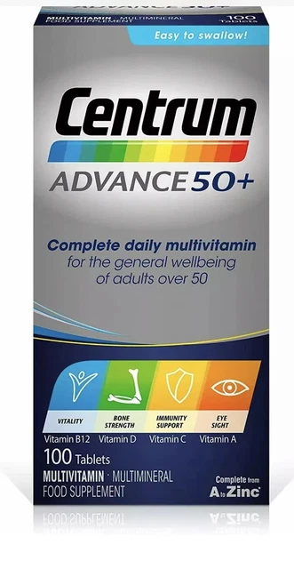 CENTRUM ADVANCE 50 Plus Multivitamin Tablets 100 (8115) expiry date 05/ ...