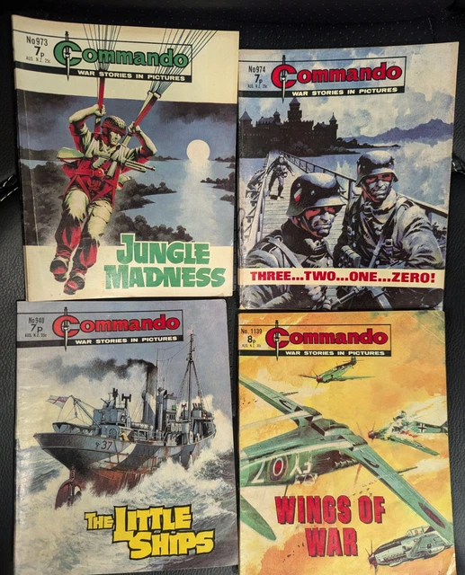 FOUR COMMANDO WAR Stories In Pictures Comics #940 #973 #974 #1139 £1.75 ...