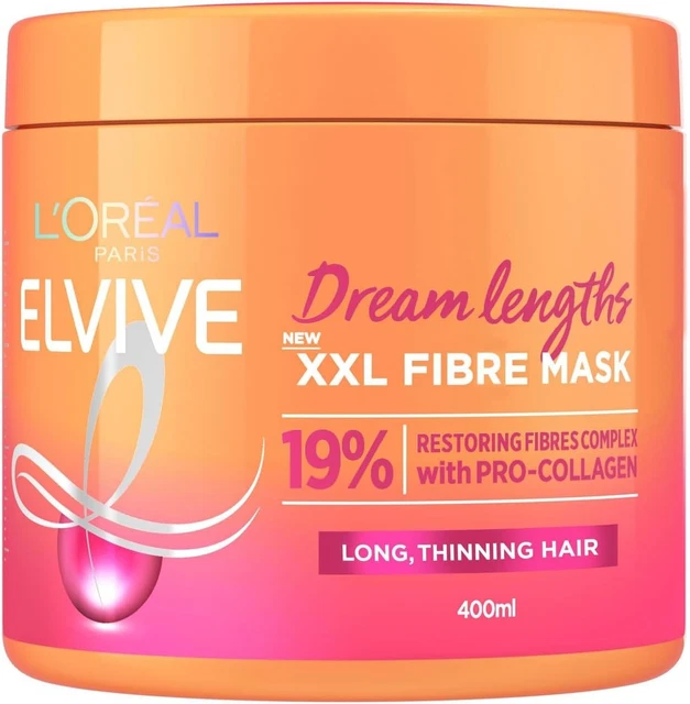 L'ORÉAL PARIS ELVIVE XXL Fibre Mask for Long, Damaged, 400 ml (Pack of ...