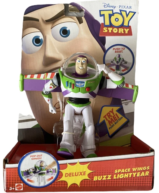 Toy Story Buzz Lightyear Deluxe Space Wings Figurine Nib Mattel Disney 5598