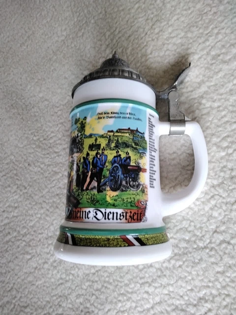 BIERKRUG ERINNERUNG AN Dienstzeit 69 Regiment Zinn Deckel 0,5 Liter ...