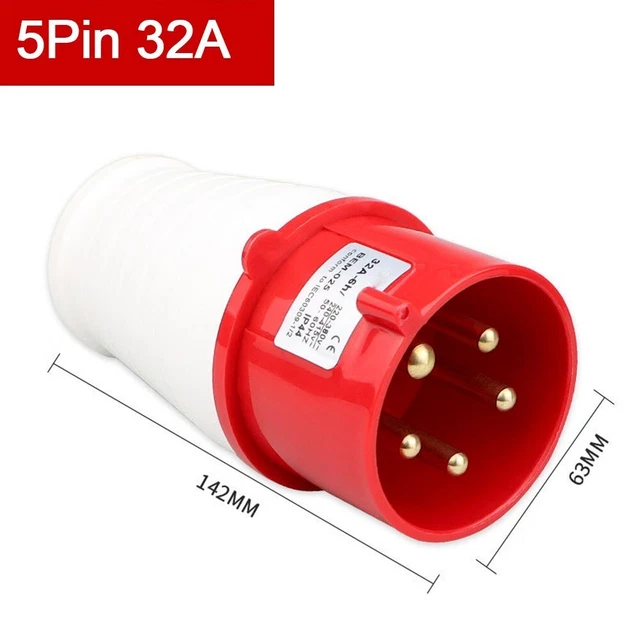 PREMIUM GRADE INDUSTRIAL Plug Socket 32A Electrical Connector IP44 ...
