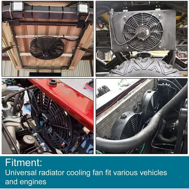 UNIVERSAL SLIM COOLING Fan 10 Inch 12V 80W Power for Efficient Cooling ...