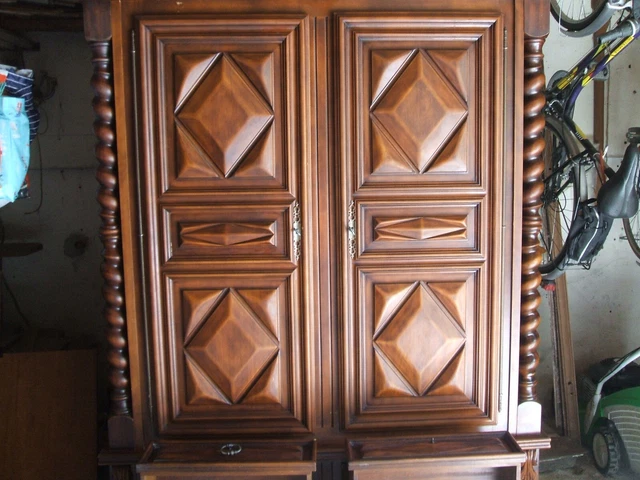 ARMOIRE+ LIT + CHEVET style louis XIII du 20eme siecle EUR 205,00 ...