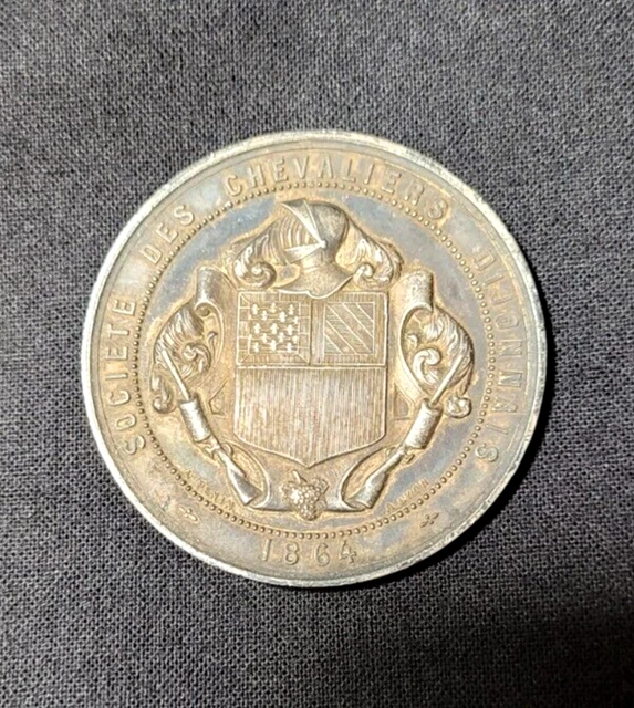 MÉDAILLE SOCIÉTÉ CHEVALIERS Dijonnais 1864 en argent 39gr French Medal silver EUR 74,00 ...