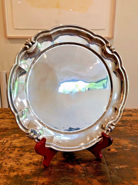 ANTIQUE AUSTRO HUNGARIAN Hallmarked 1867 Cast Solid Silver Salver Tray ...