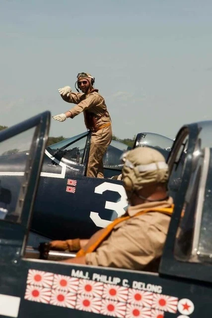 WW2 WWII PHOTO World War Two / US Marine F4U Corsair Pilots USMC Ace £6 ...