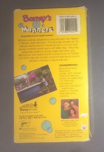 BARNEY - BARNEYS Best Manners (VHS, 1993) RARO EUR 6,66 - PicClick IT