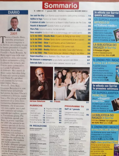 Tv Sorrisi E Canzoni 2005 N°01 Pasotti Romanoff Pelù Bisio Ferilli