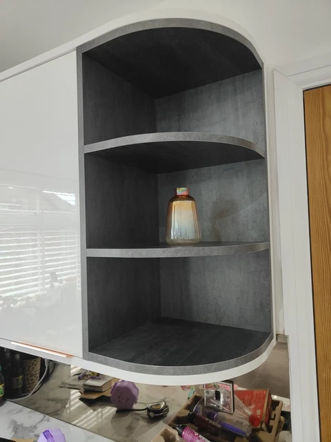 WREN INFINITY PLUS Range Grey Wall Mounted Open Corner Curved Shelving ...