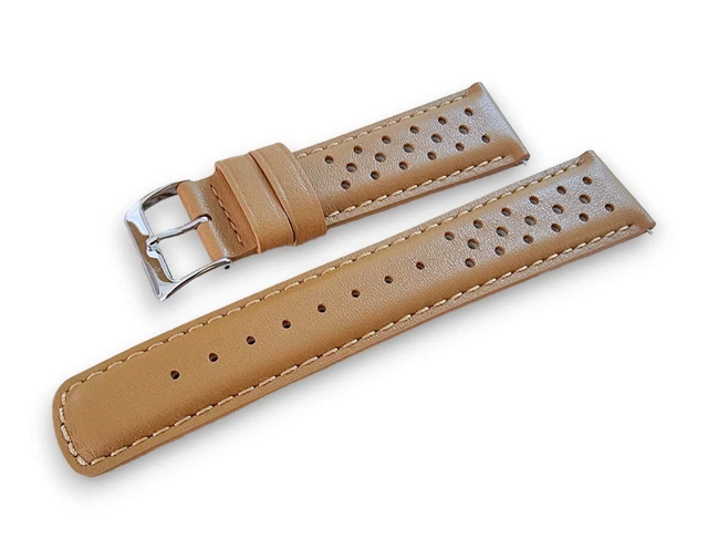 WATCH STRAP BAND Premium Italian Leather Rally Racing Perforated 22mm ...