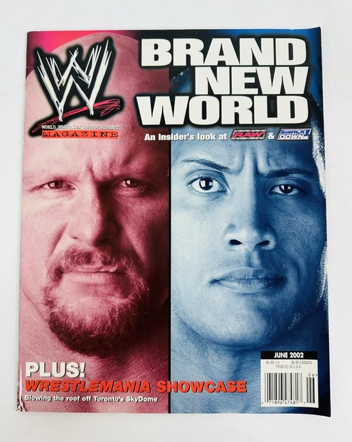 WWE MAGAZINE (JUNE, 2002) Stone Cold Steve Austin & The Rock Cover £12. ...