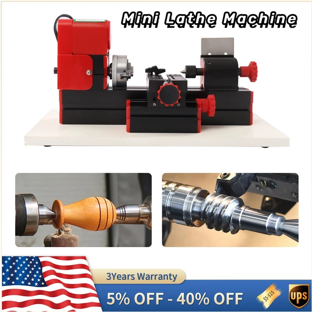 1200REV/MIN MINI MULTIFUNCTION Metal Motorized Lathe Machine DIY Power ...