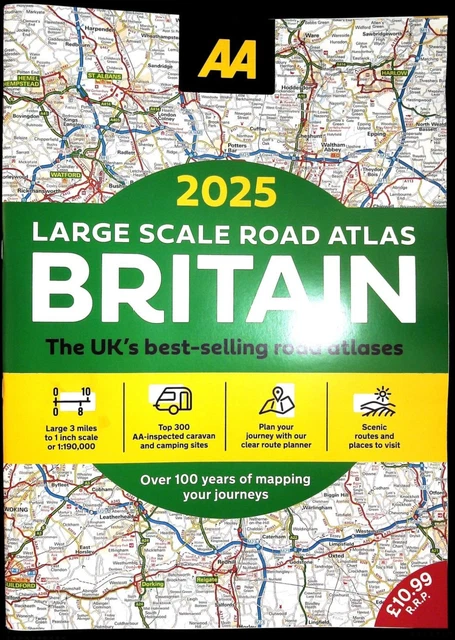 AA ROAD ATLAS Britain 2025 Map - 3 Miles To 1 Inch Large - Free Tracked ...