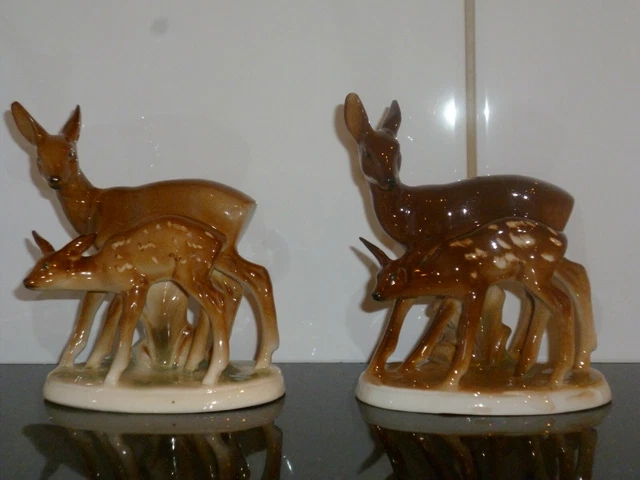 1 PORZELLAN Figur Reh mit Kitz / Bambi Farbe zur Wahl Wagner & Apel , W ...