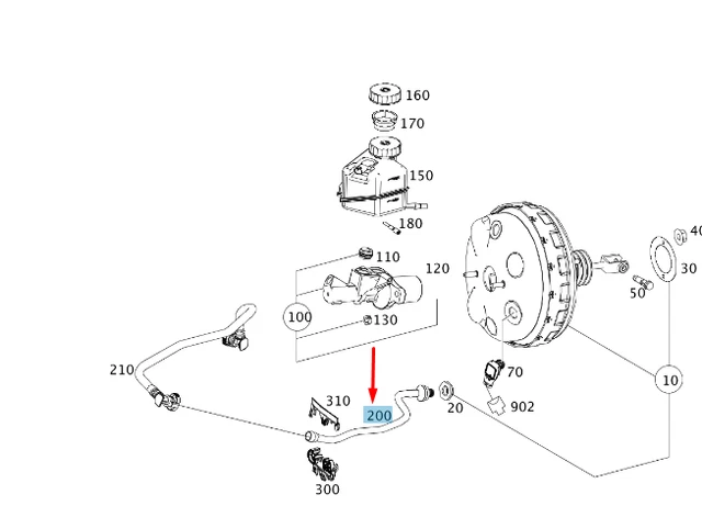 MERCEDES-BENZ C W204 Brake Booster Vacuum Line LHD A2044305629 NEW ...