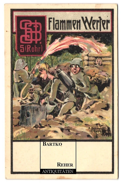 WW1 TRENCH CARTOON Flamethrower vs Bunker Flame Thrower Trench War £24. ...