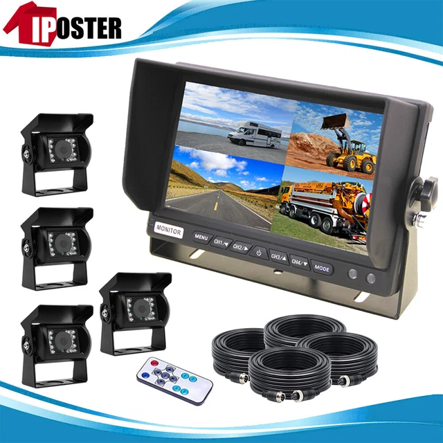 10.1& QUAD SPLIT Monitor + 4x CCD 4PIN Reversing Camera For Truck Bus ...