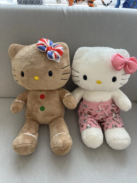 BUILD A BEAR Gingerbread Hello Kitty & White Soft Plush Toy + 2 Bows ...