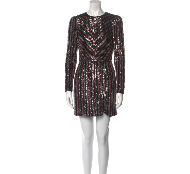 NEW SAYLOR MULTI S Starling Long Sleeve Sequin Mini Faux Wrap Dress ...